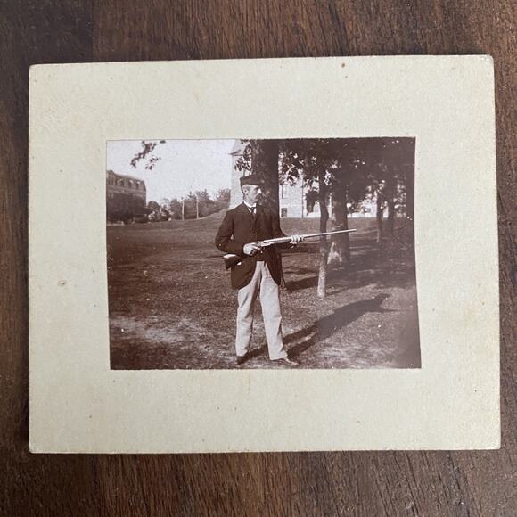 Art | Vintage Early 190s Photograph Photo Man Firearm Gun Outdoor 3 X ...